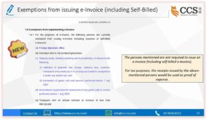Exemptions from Implementing e-Invoice – CCS