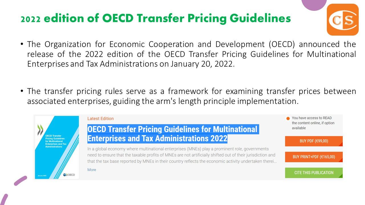 2022 edition of OECD Transfer Pricing Guidelines – CCS