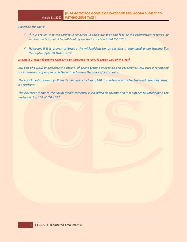 Payment for Google and Facebook ads or Agoda is it Subject to ...