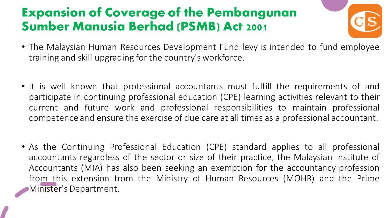 Expansion of Coverage of the Pembangunan Sumber Manusia Berhad (PSMB ...