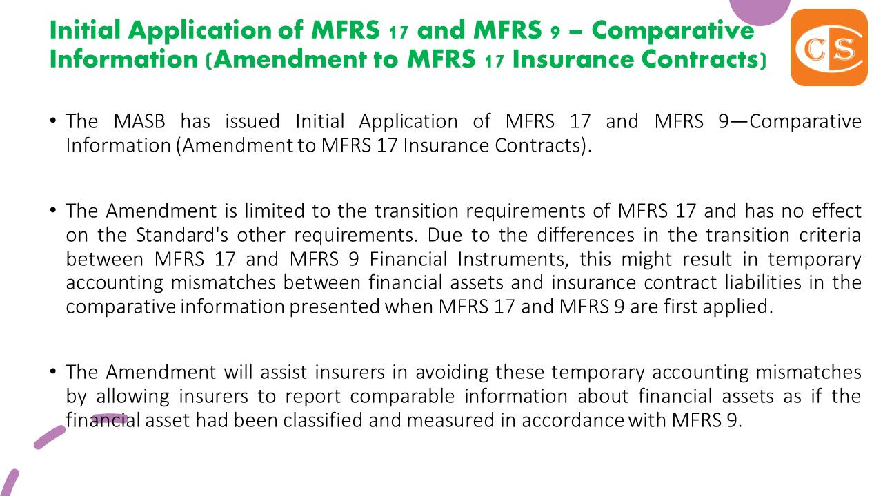 Initial Application of MFRS 17 and MFRS 9 – Comparative Information ...