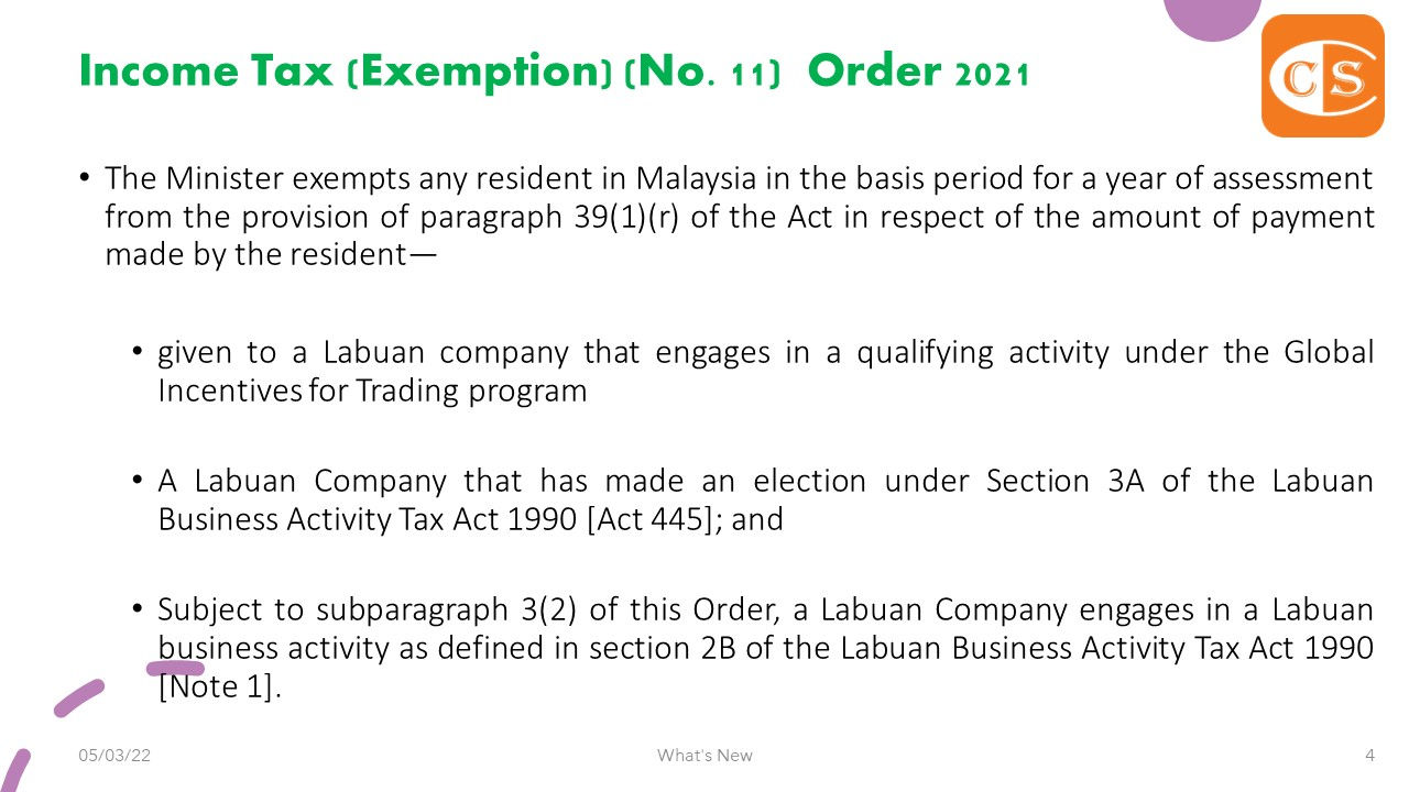 Labuan company that engages in a qualifying activity under the Global ...