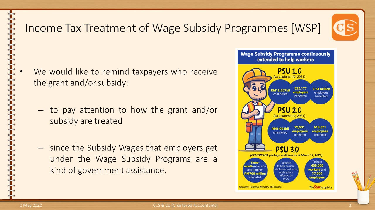 Income Tax Treatment of Wage Subsidy Programmes – CCS