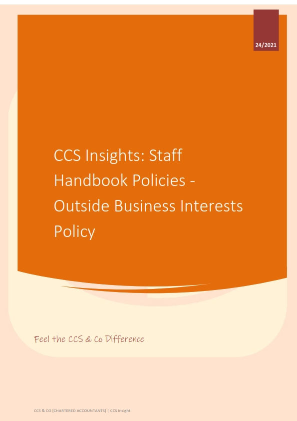 Staff Handbook – Outside Business Interests Policy – CCS